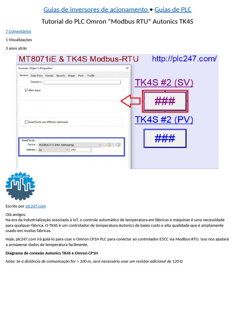 Tutorial Modbus Rtu Omron Com Control. Temp. | PDF