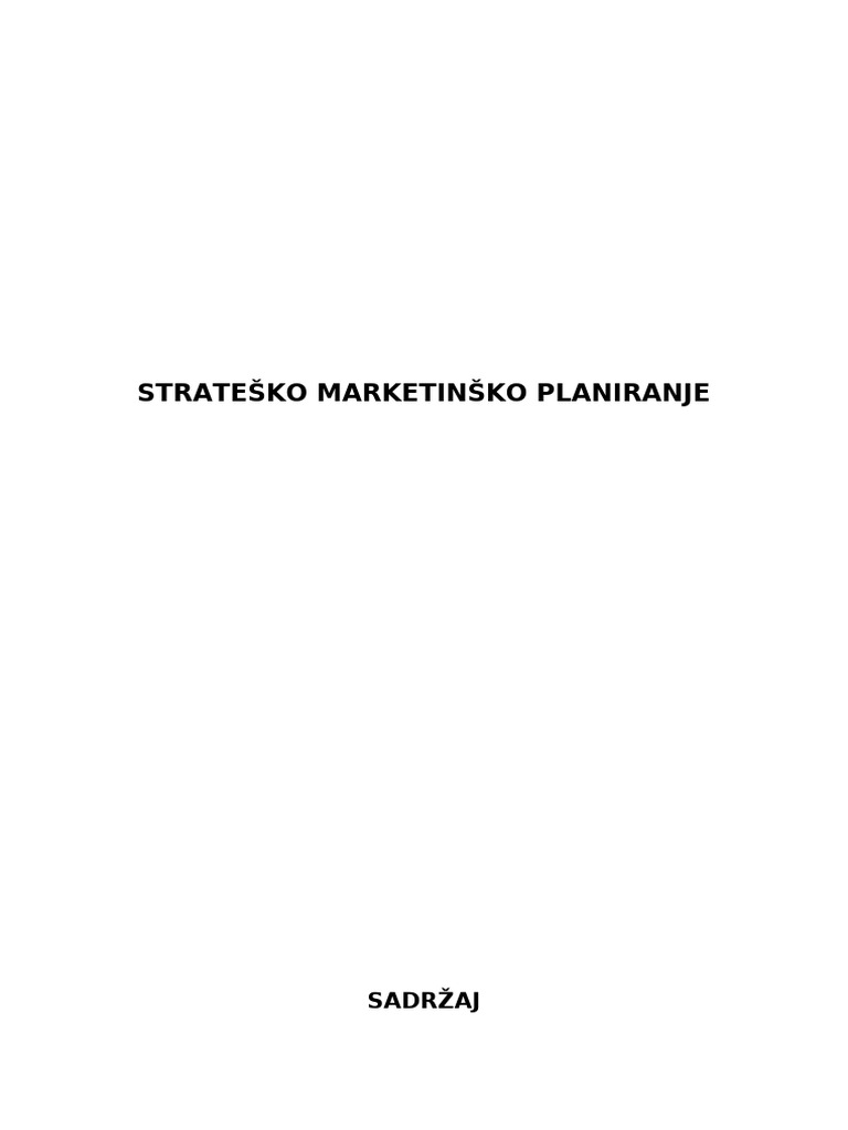 Strateško Marketinško Planiranje | PDF
