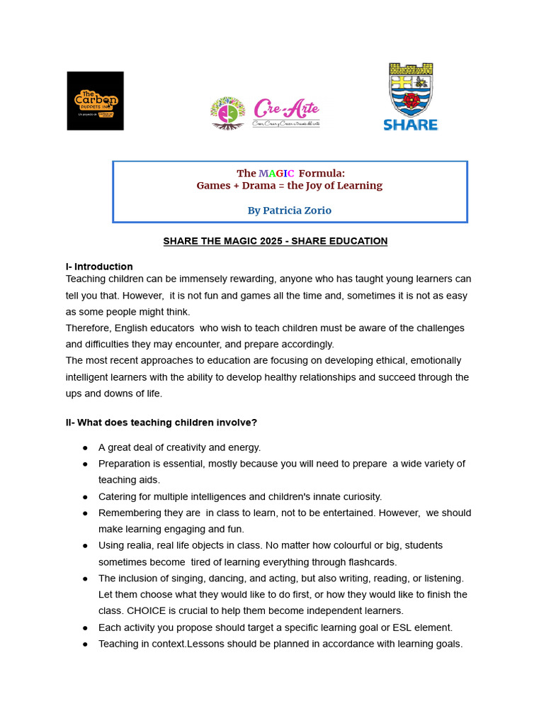 Handout - The Magic Formula: Games+ Drama The Joy of Learning (SHARE ...