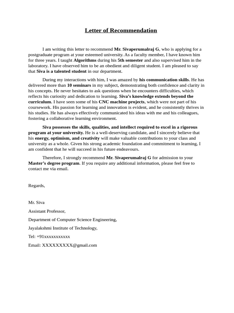 Letter of Recommendation - AP - Chatgpt - Corrected | PDF