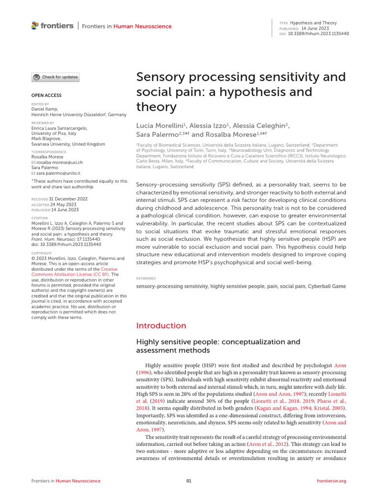 Sensory Processing Sensitivity | PDF | Psychological Concepts ...