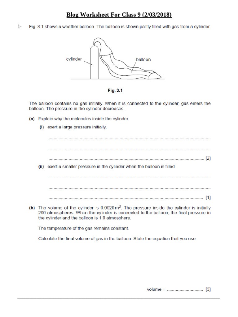 Physics Worksheet For Class 9 Revision 3-3-18 | PDF