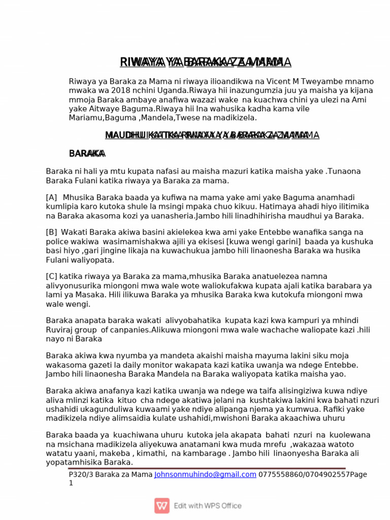 Baraka Za Mama Word | PDF