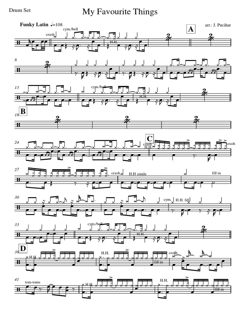 my favourite things FULL BB - Drum Set | PDF | Percussion Instruments | Drumming