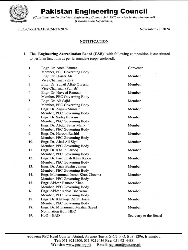Engineering Accreditation Board Notification | PDF | Government ...
