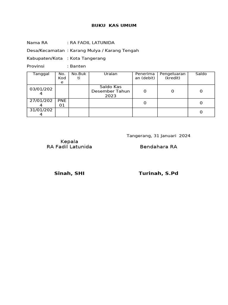 BUKU KAS UMUM HHHHHHHHHHH | PDF