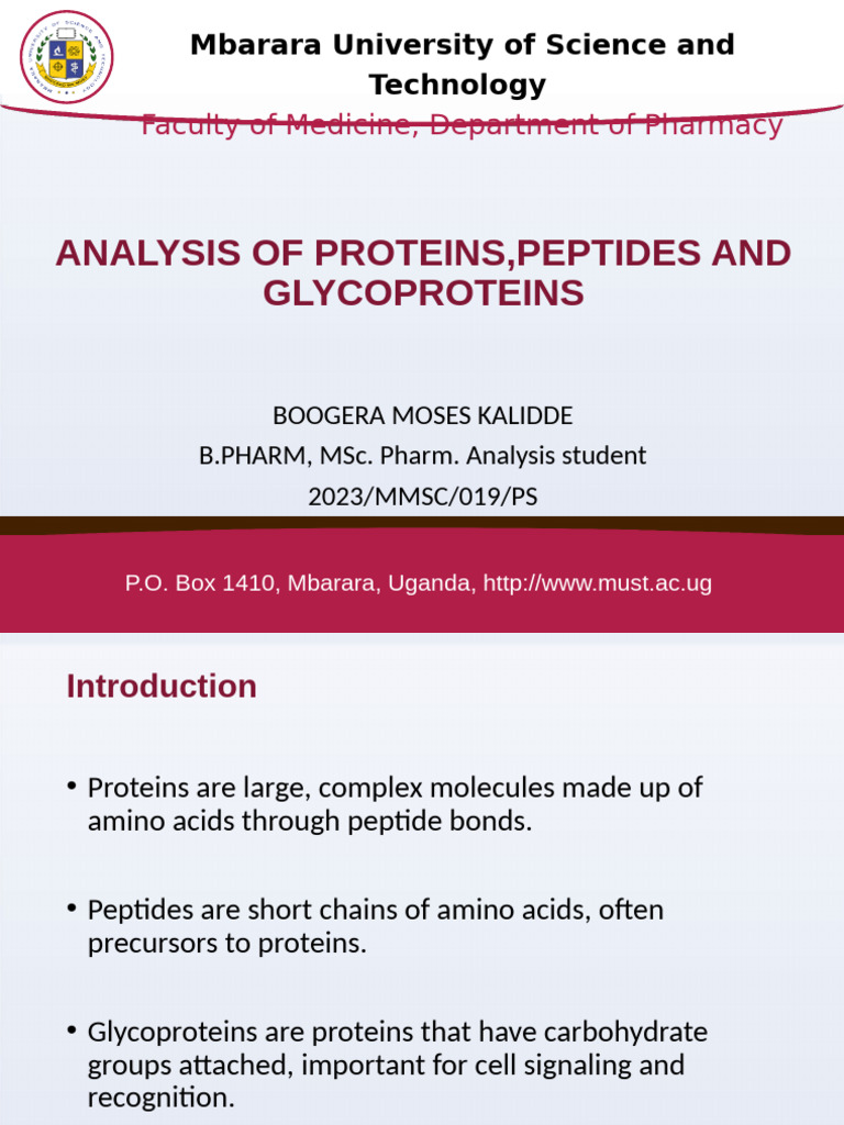 PROTEIN ANALYSIS Basics | PDF | Proteins | Mass Spectrometry