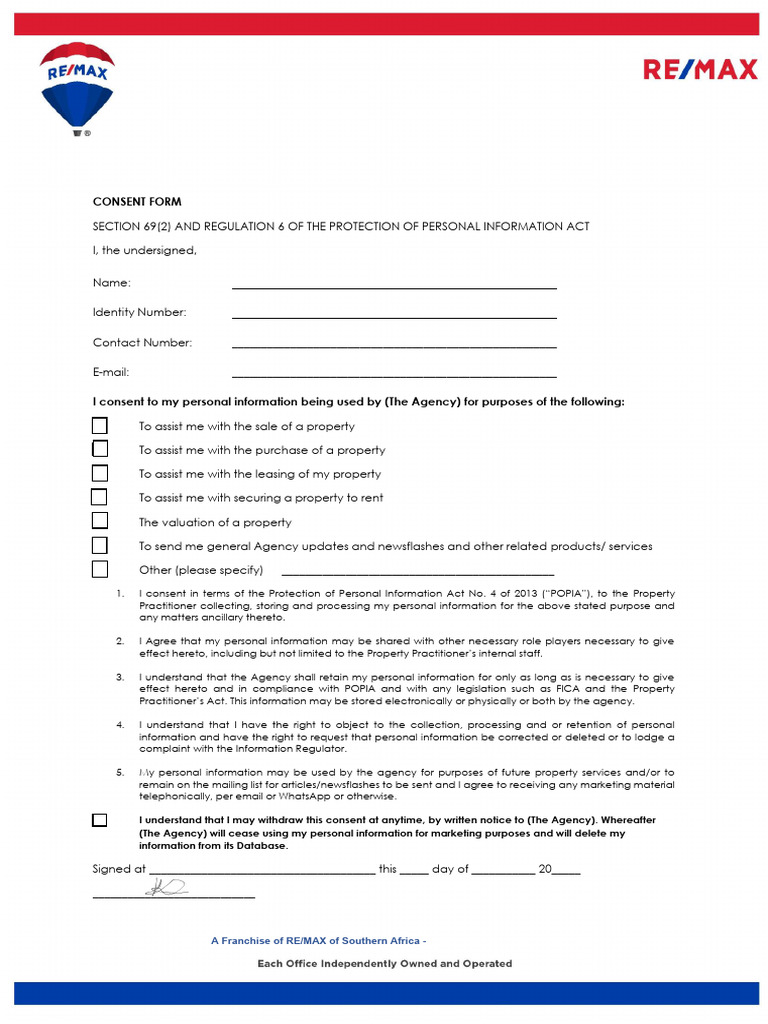 RE/MAX POPIA Consent Form | PDF