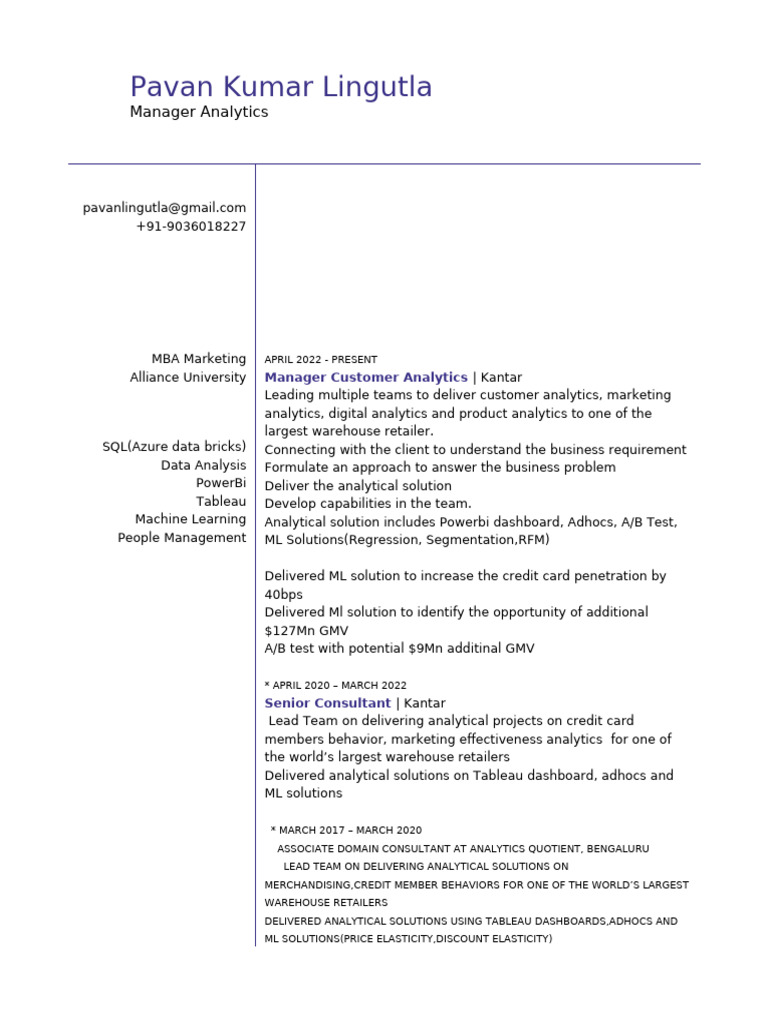 Basic Management Resume | PDF | Analytics | Retail