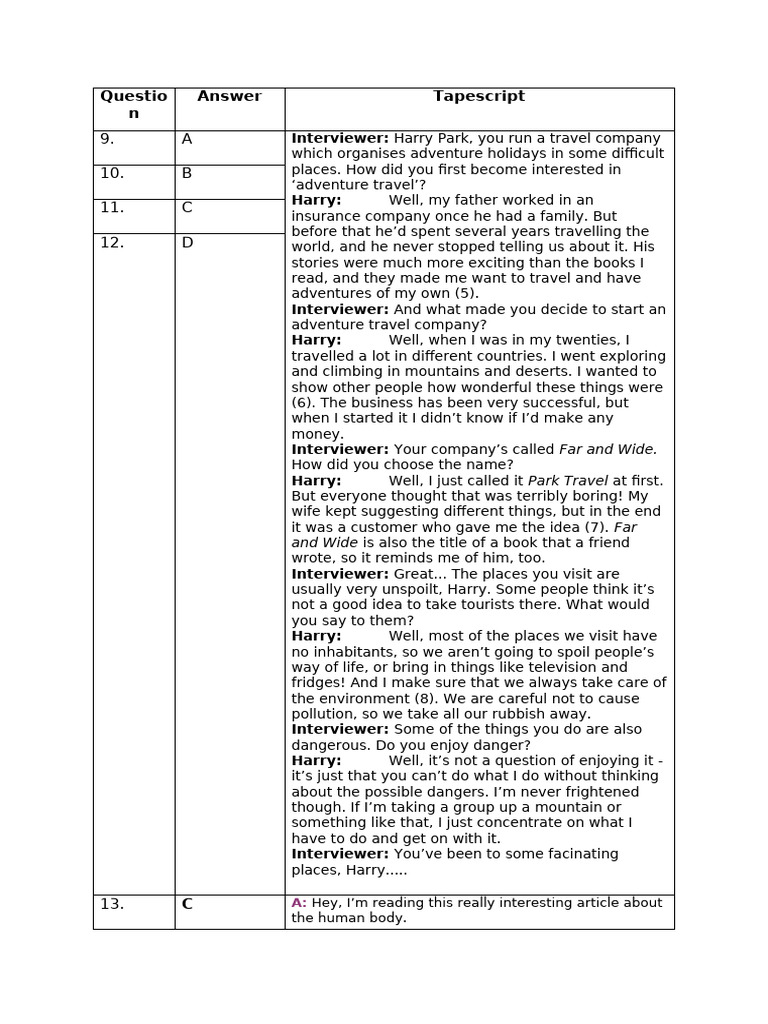 Keys and Tapescript For Part 4.2 | PDF