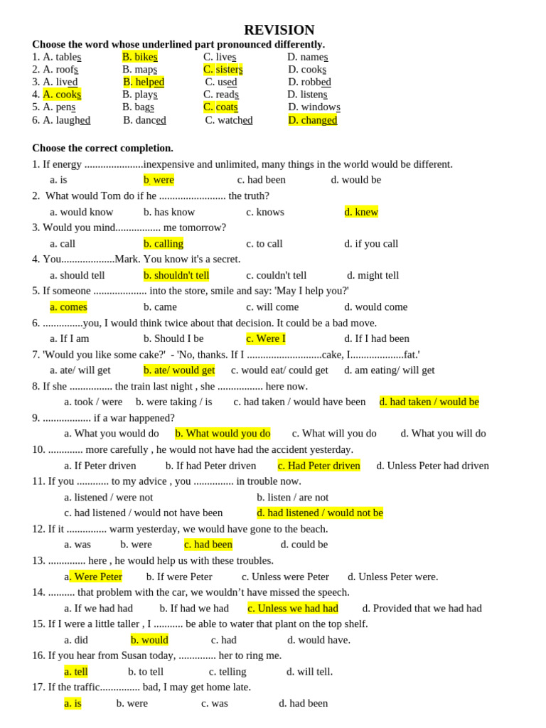 0.revision 10-Tenses-Conditional-Passive-Verb Form | PDF