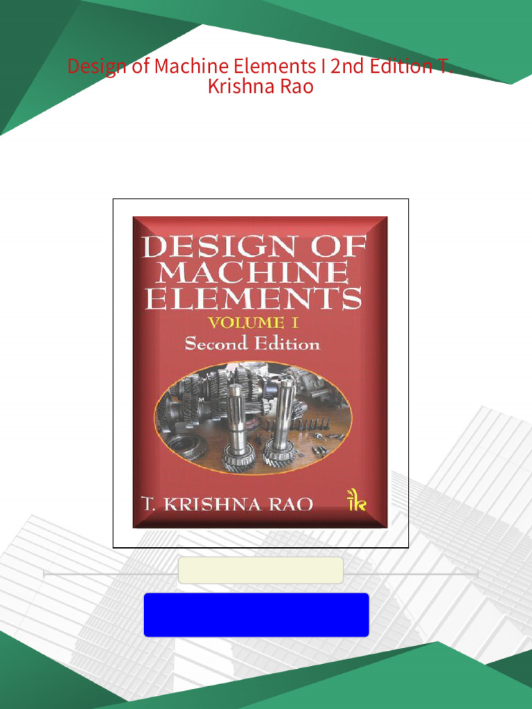 Design of Machine Elements I 2nd Edition T. Krishna Rao - Read The Ebook Now or Download It For ...