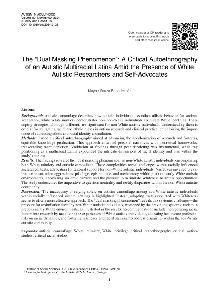 Benedetto 2024 The Dual Masking Phenomenon A Critical Autoethnography ...