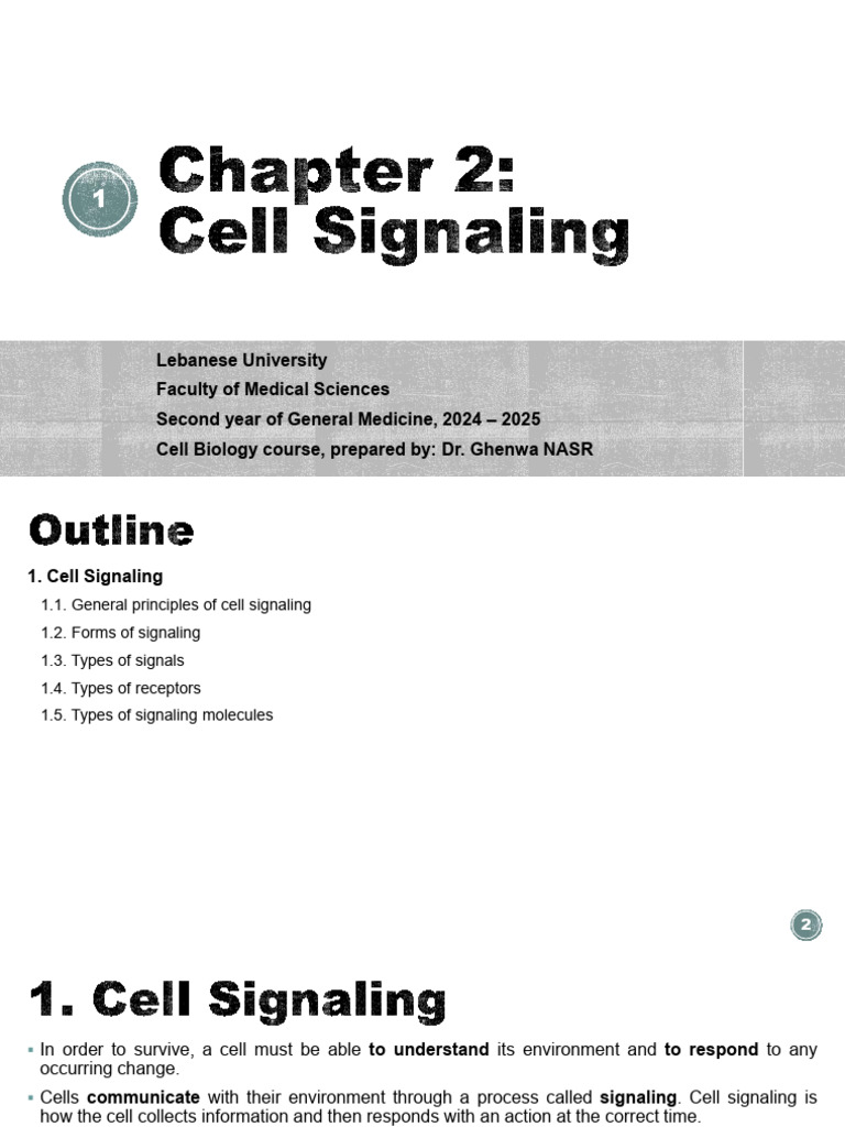 Cell Biology Chapter 2 2nd Year MED 2024 2025 Part 2 | PDF | Cell Signaling | Signal Transduction