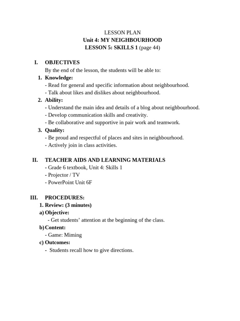 Lesson Plan U4 - Reading | PDF | Teachers | Lesson Plan