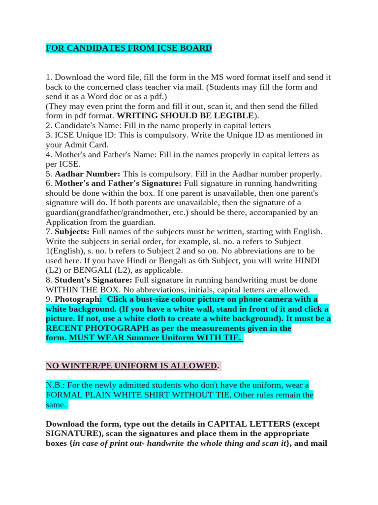 Instructions To ISC Registration | PDF