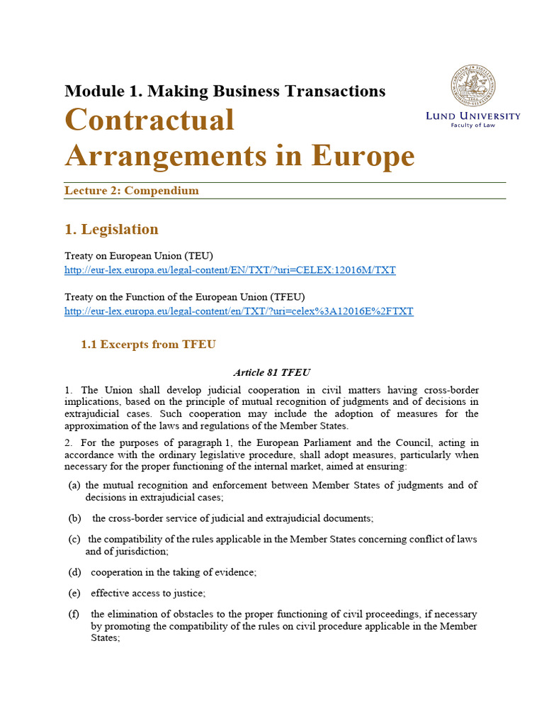 Lecture 2 - Contractual Arrangements in Europe | PDF | Public Sphere ...