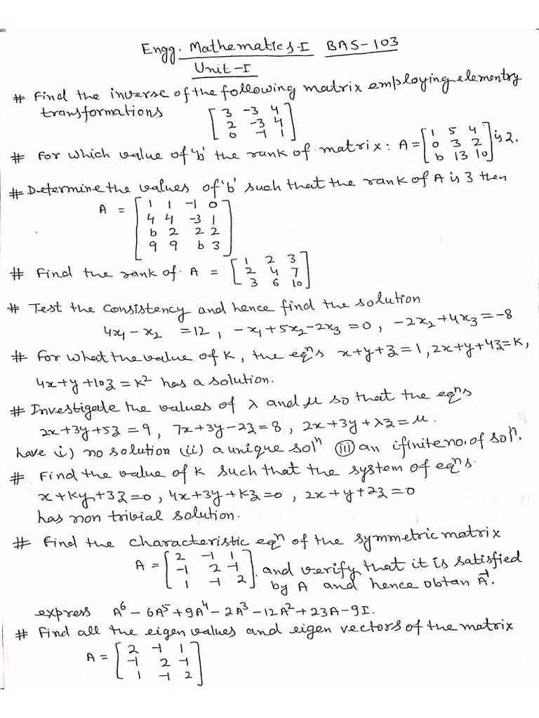 QUESTION BANK ENGINEERING MATHEMATICS (BAS103) | PDF