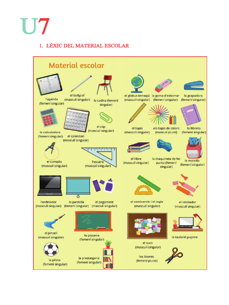 U7 - Lèxic Escolar | PDF