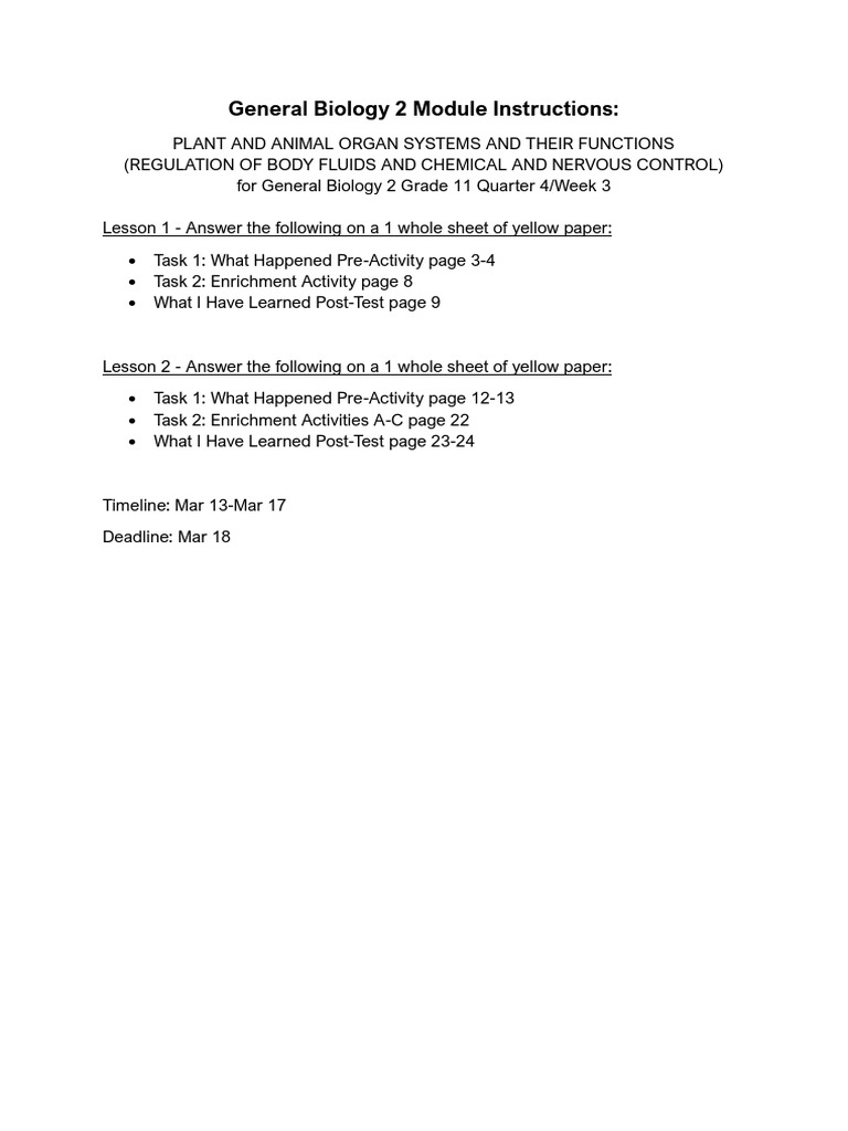 READ ME FIRST General Biology 2 Module 3 Instructions | PDF