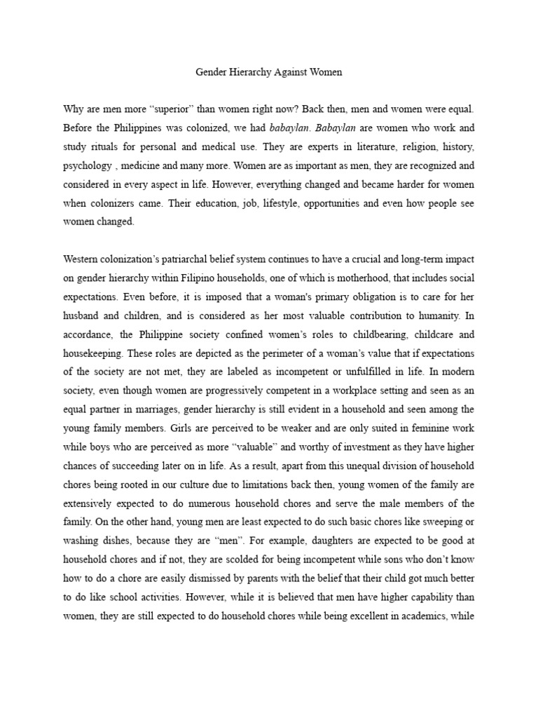 Gender Hierarchy Against Women | PDF | Economic Inequality ...