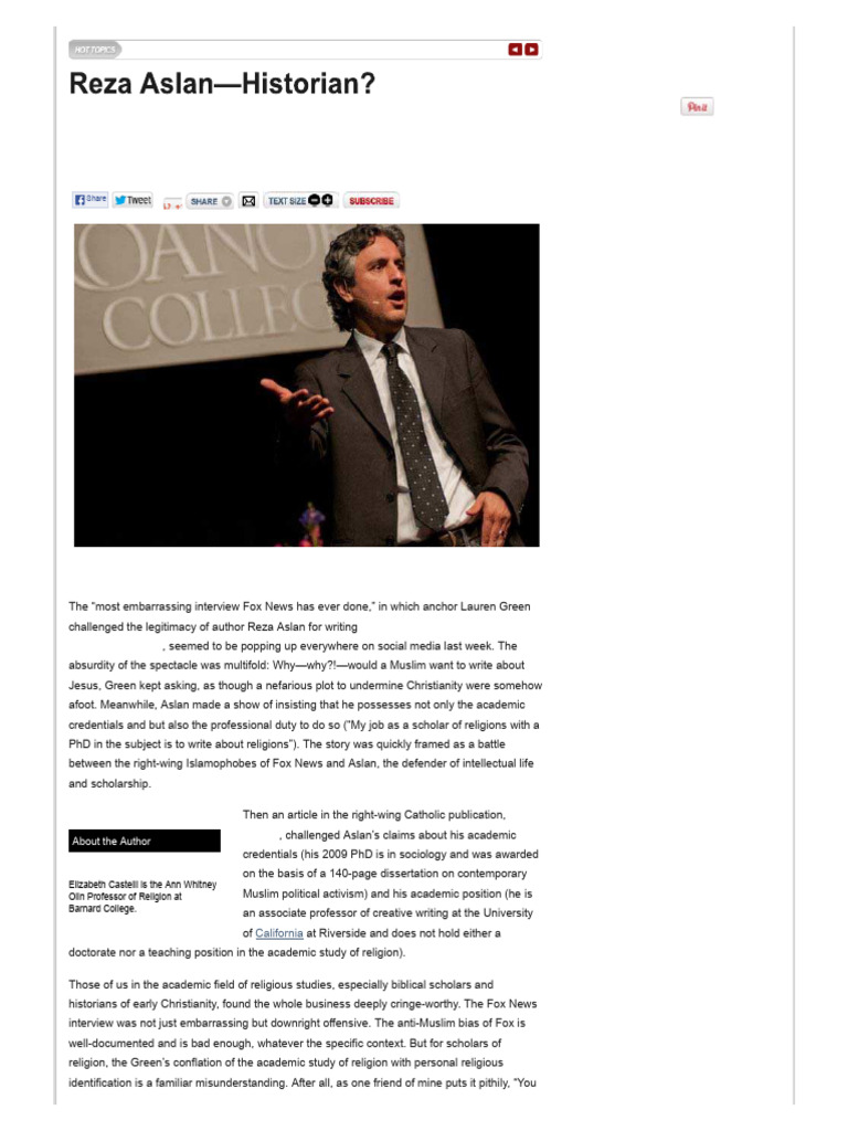 Reza Aslan Historian The Nation August 2 | PDF | Jesus | Bible