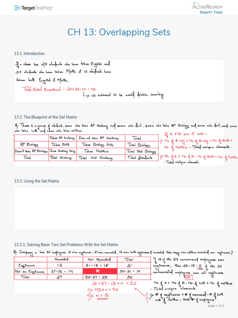 Overlapping Sets Notes | PDF