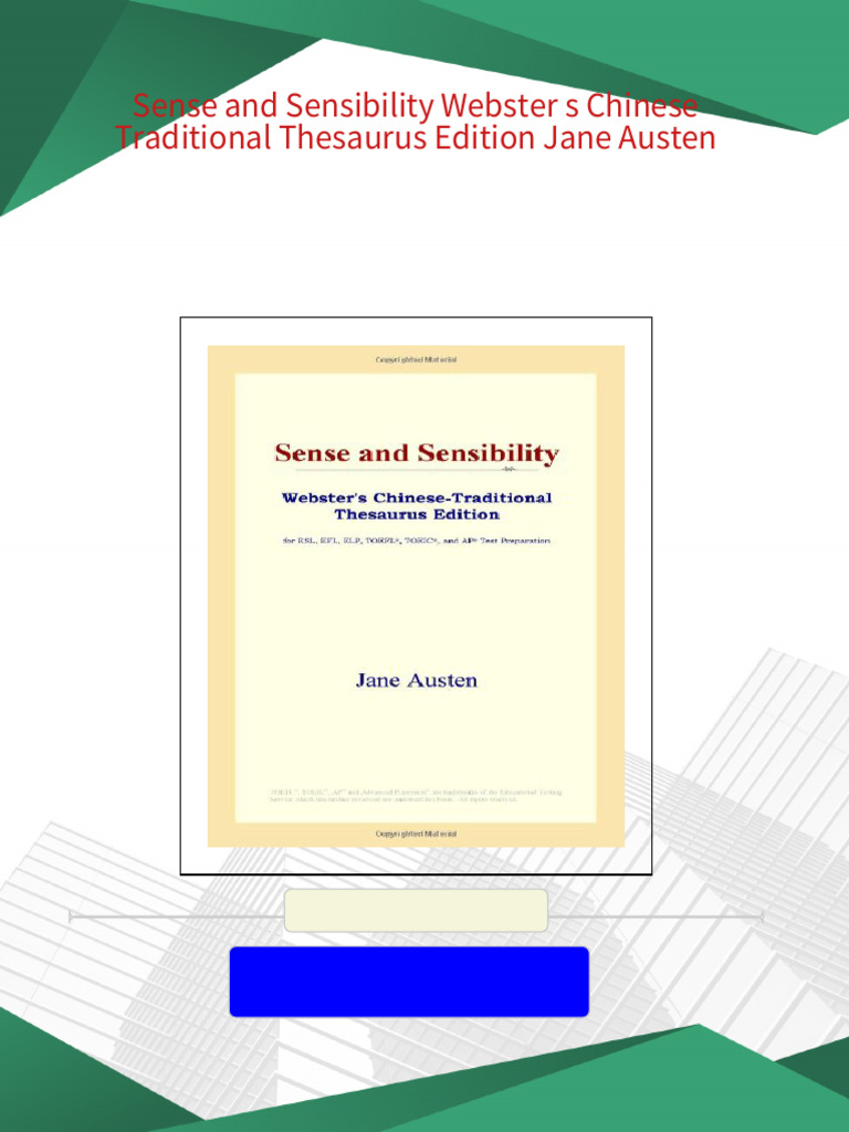Sense and Sensibility Webster S Chinese Traditional Thesaurus Edition Jane Austen - Download The ...