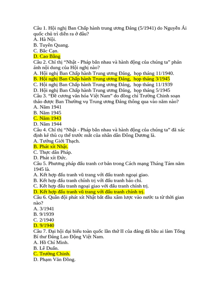 lịch sử đảng btx 1.2 | PDF