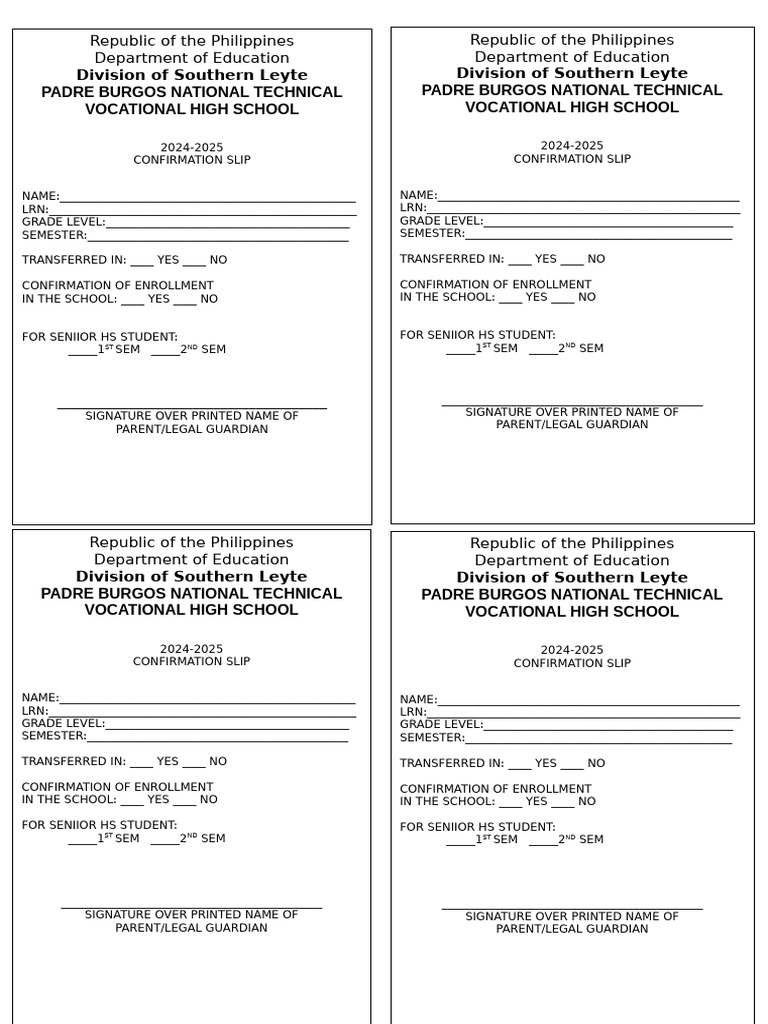 Confirmation Slip | PDF