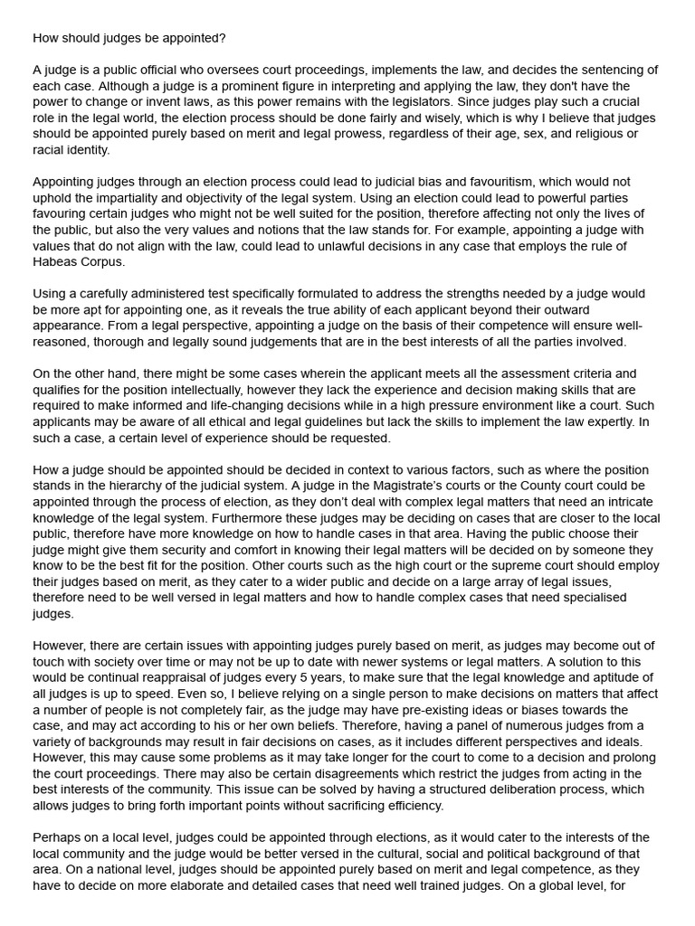 Merit-Based Judge Appointment Explained | PDF | Judge | Knowledge