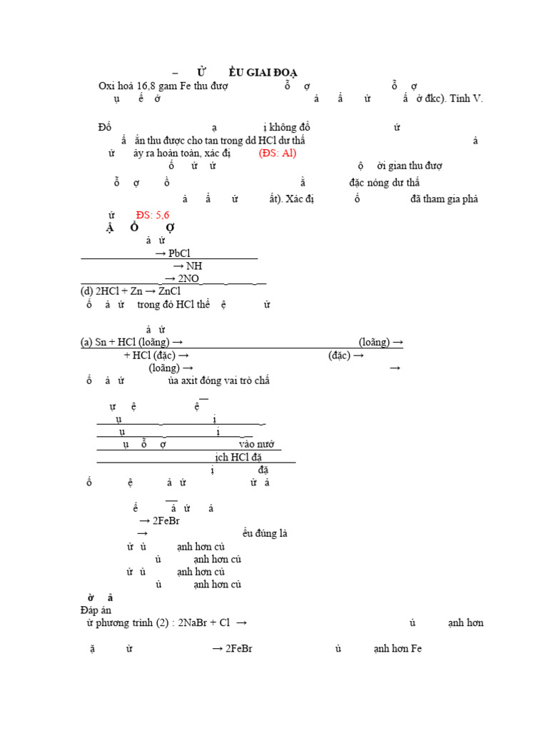 Đáp Án Phản Ứng Oxh Khử (I) | PDF