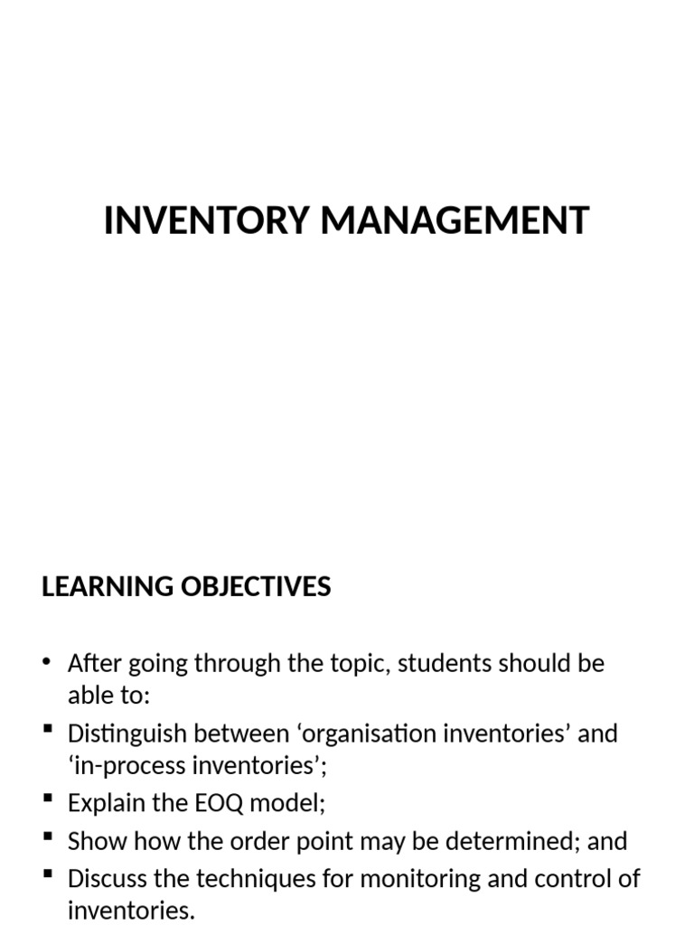 Inventory Management | PDF | Inventory | Economies