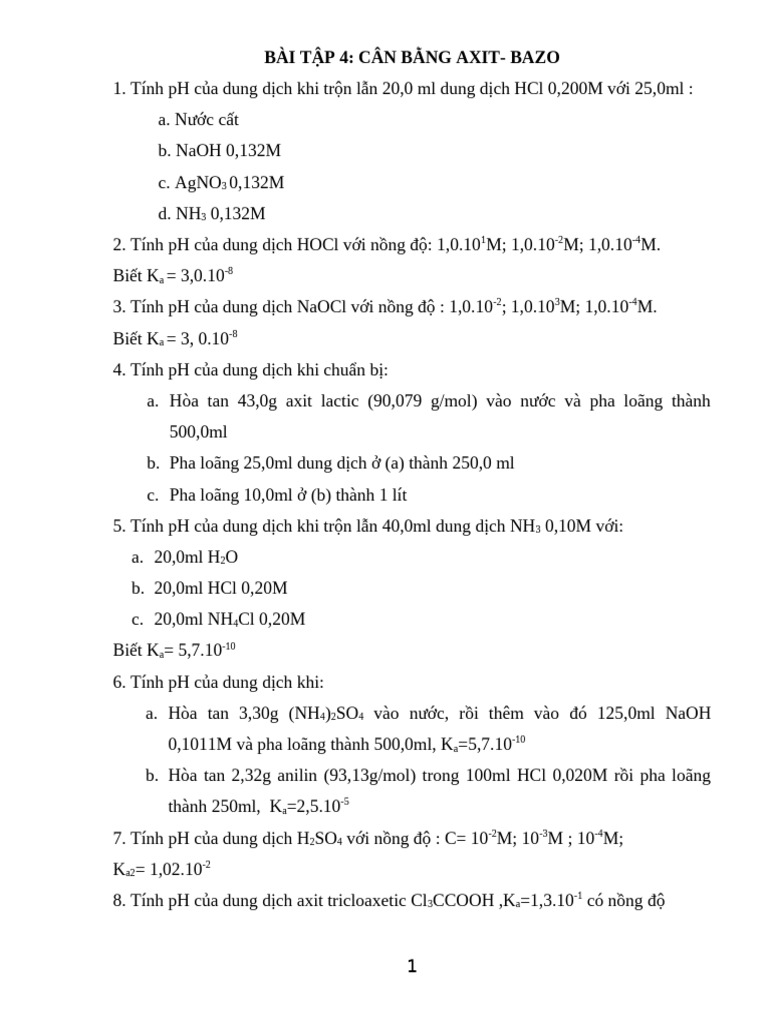 BÀI TẬP 4_axit_bazo | PDF