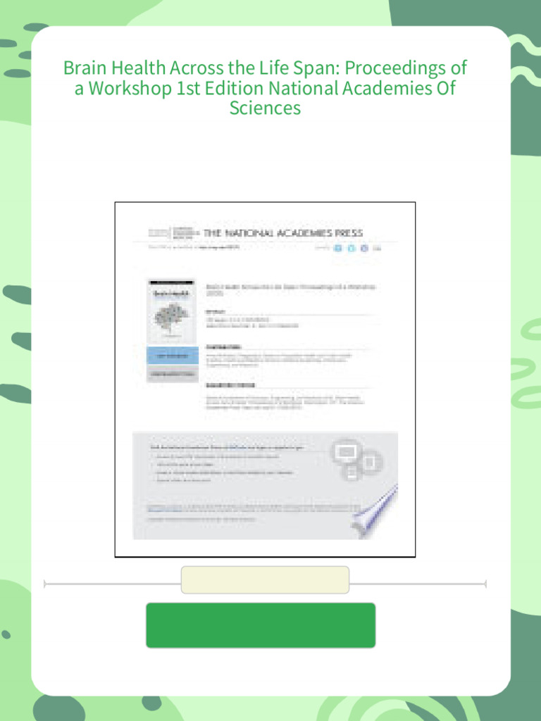 Brain Health Across The Life Span: Proceedings of A Workshop 1st ...