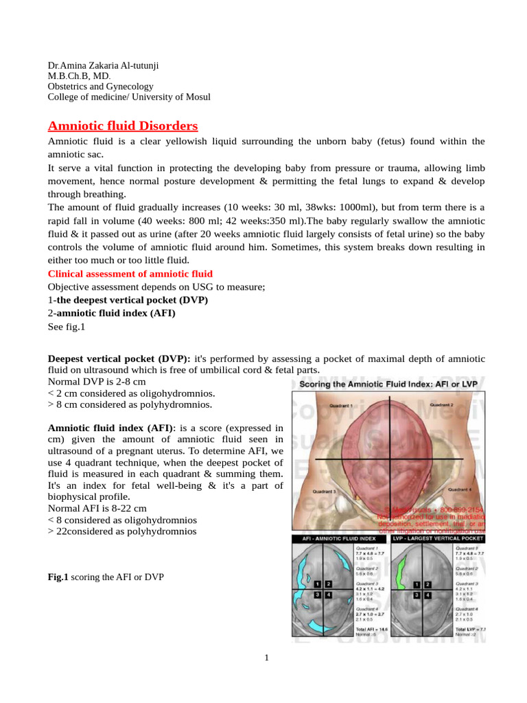 Amniotic Fluid Disorders | PDF | Childbirth | Fetus
