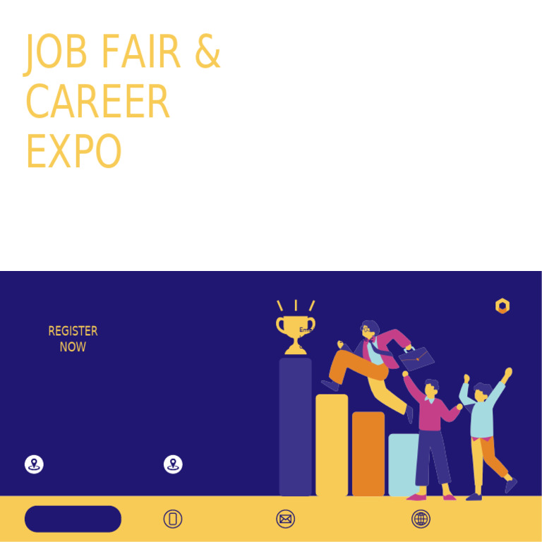 Yellow and Blue Modern Illustrative Job Fair & Career Expo Banner | PDF