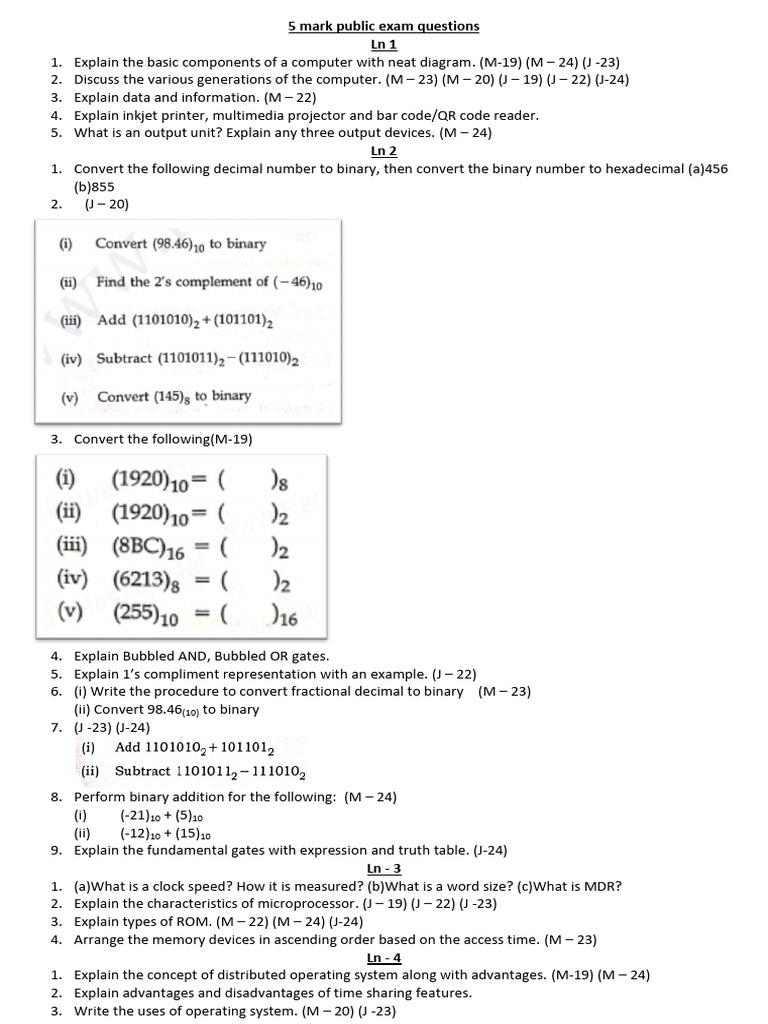 Xi Cs Public 5 Mark Questions Lessonwise | PDF | Operating System ...