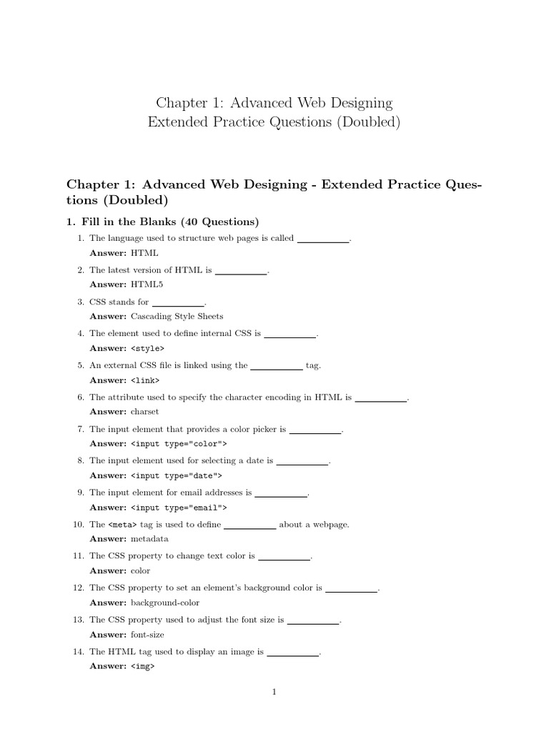 Chapter 1 Advanced Web Designing | PDF | Web Design | Html