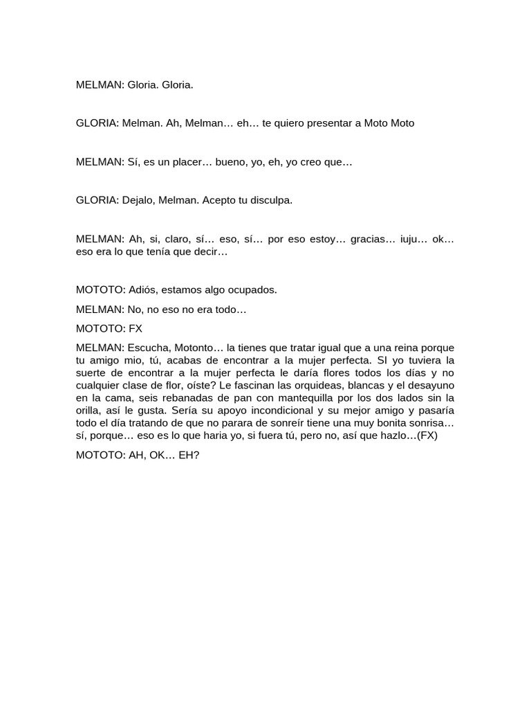 Conversación entre Melman y Moto Moto | PDF