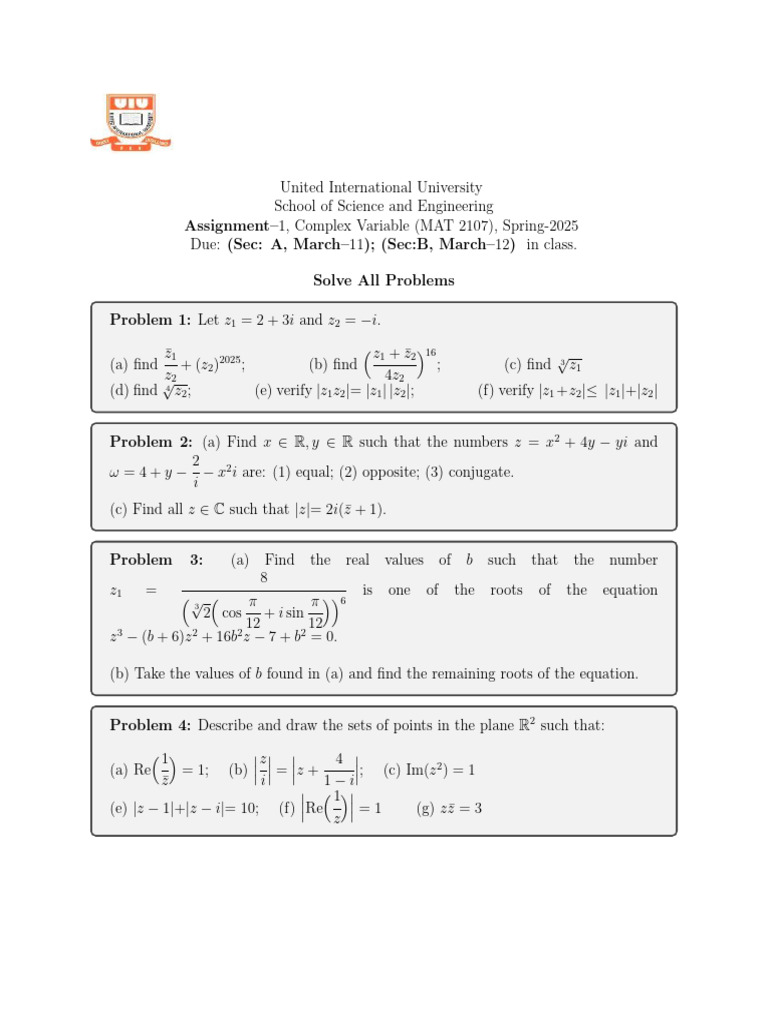 MAT_2107_Assignment_01_Spring_2025 | PDF