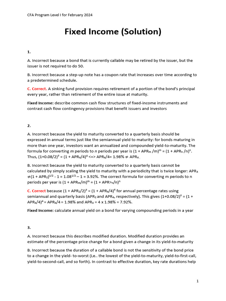 Fixed Income - Solution | PDF | Bonds (Finance) | Collateralized Debt ...