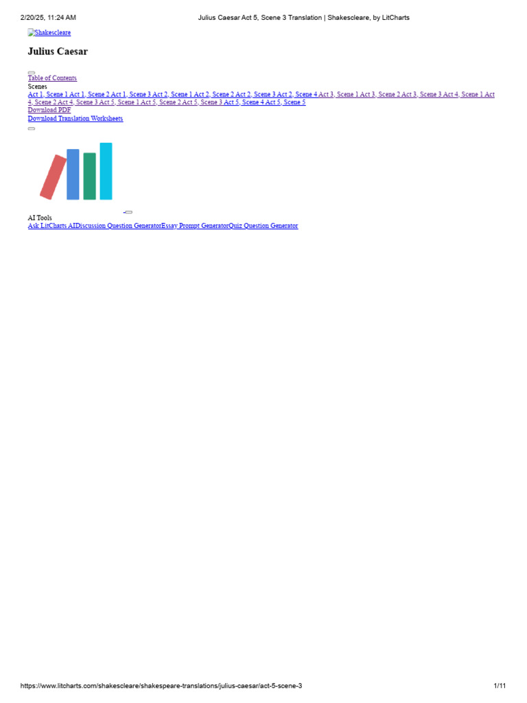 Julius Caesar Act 5, Scene 3 Translation - Shakescleare, by LitCharts ...