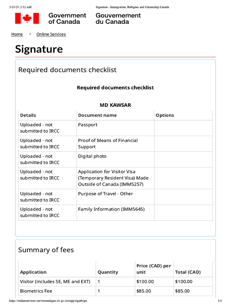 Signature - Immigration, Refugees and Citizenship Canada | PDF ...