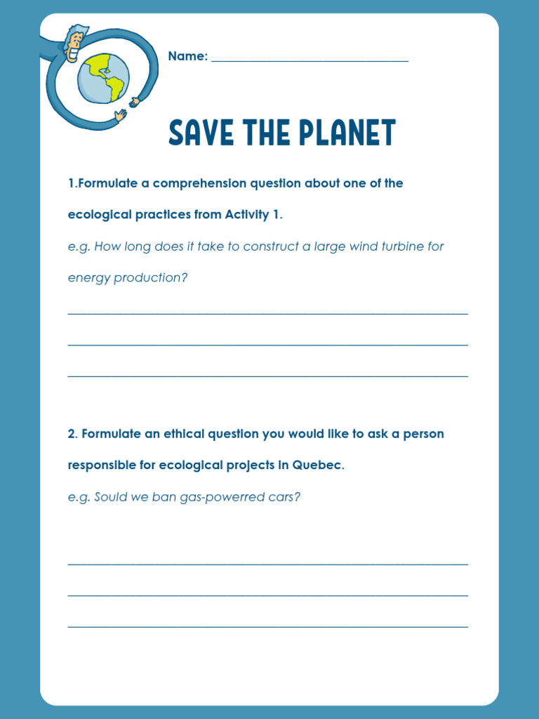 GR 5 Save The Planet Worksheet | PDF