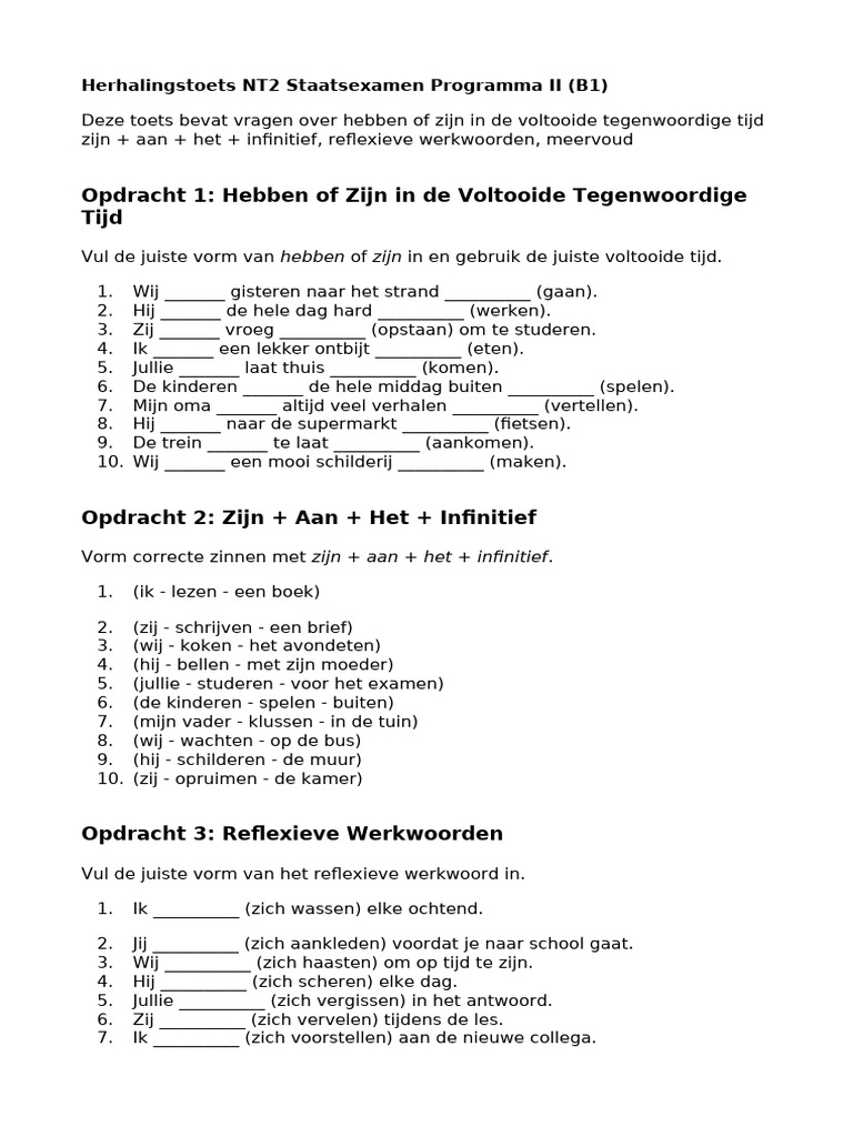 Toets NT2 Deel 2 | PDF