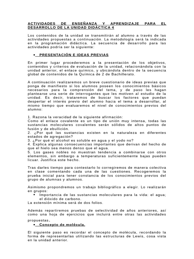 Actividades Ud4 | PDF | Polaridad química | Moléculas