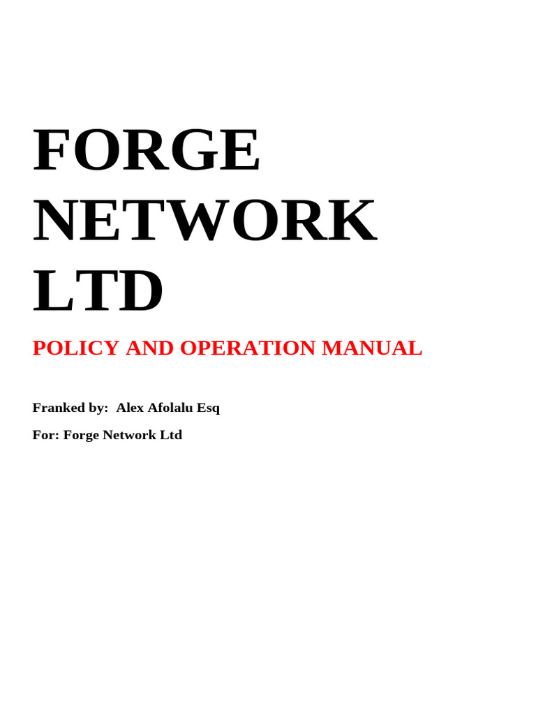 Forge Network Operational Manual | PDF | Copyright | Asset Allocation