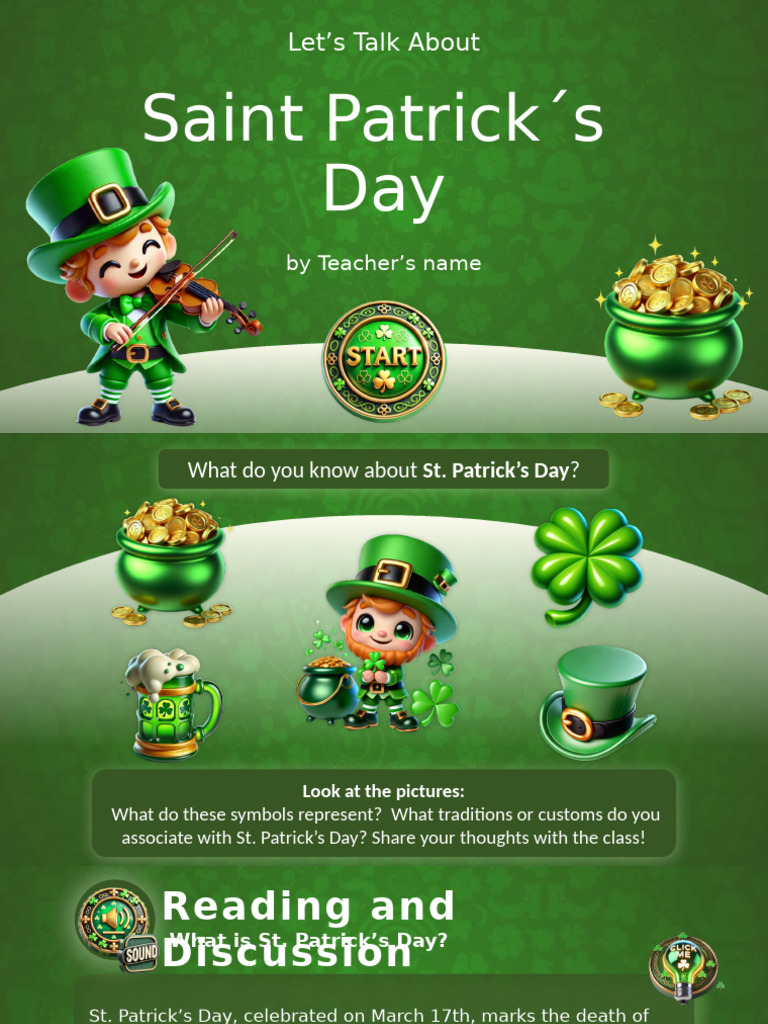 Saint Patrick's Lesson - Editável | PDF | Saint Patrick | Leprechaun