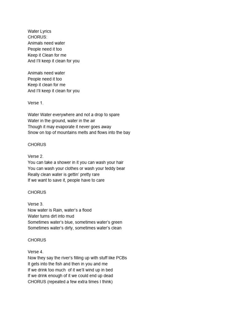 Water Lyrics | PDF